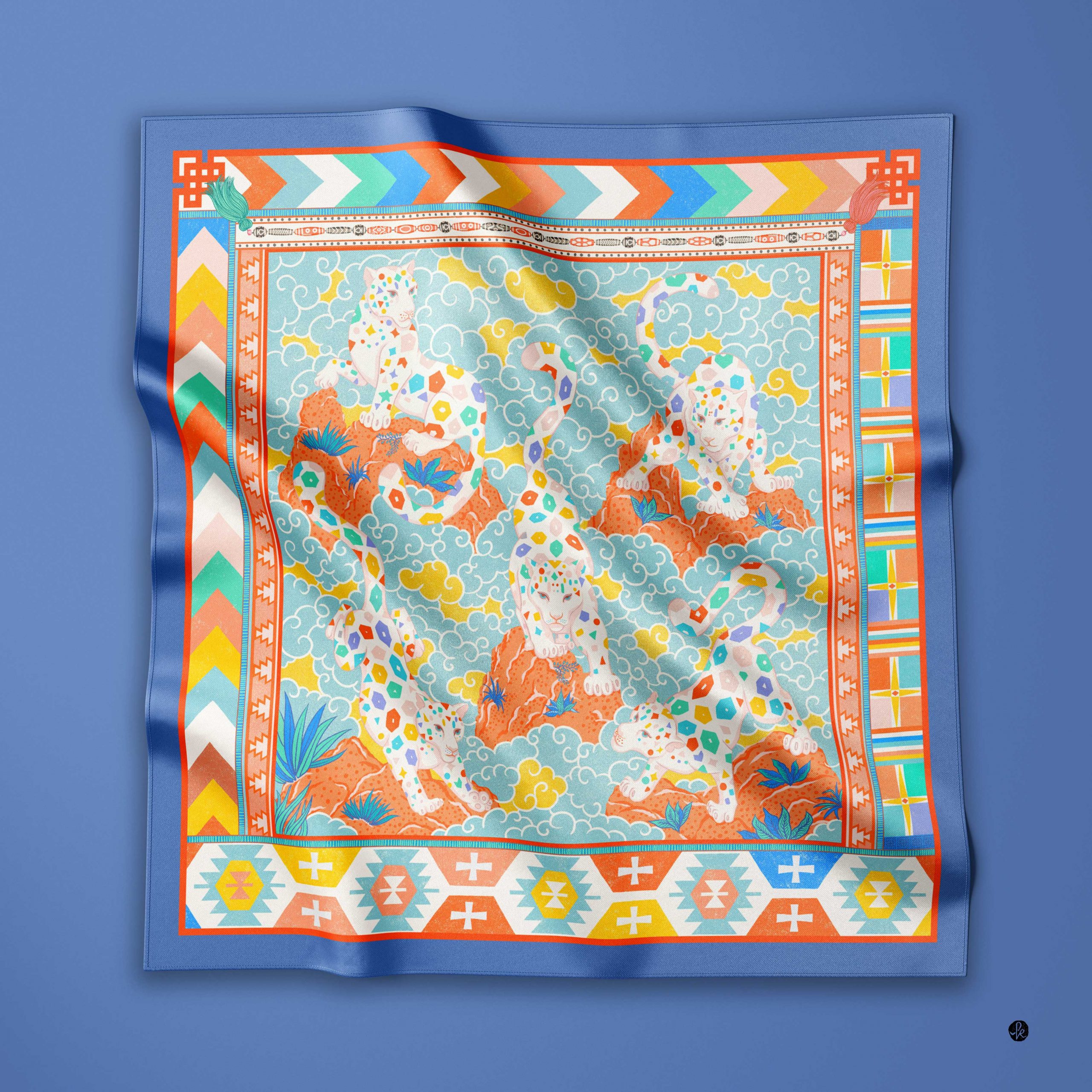 Karolinko : Karolina Sato Design | Snow Leopards Scarf Design